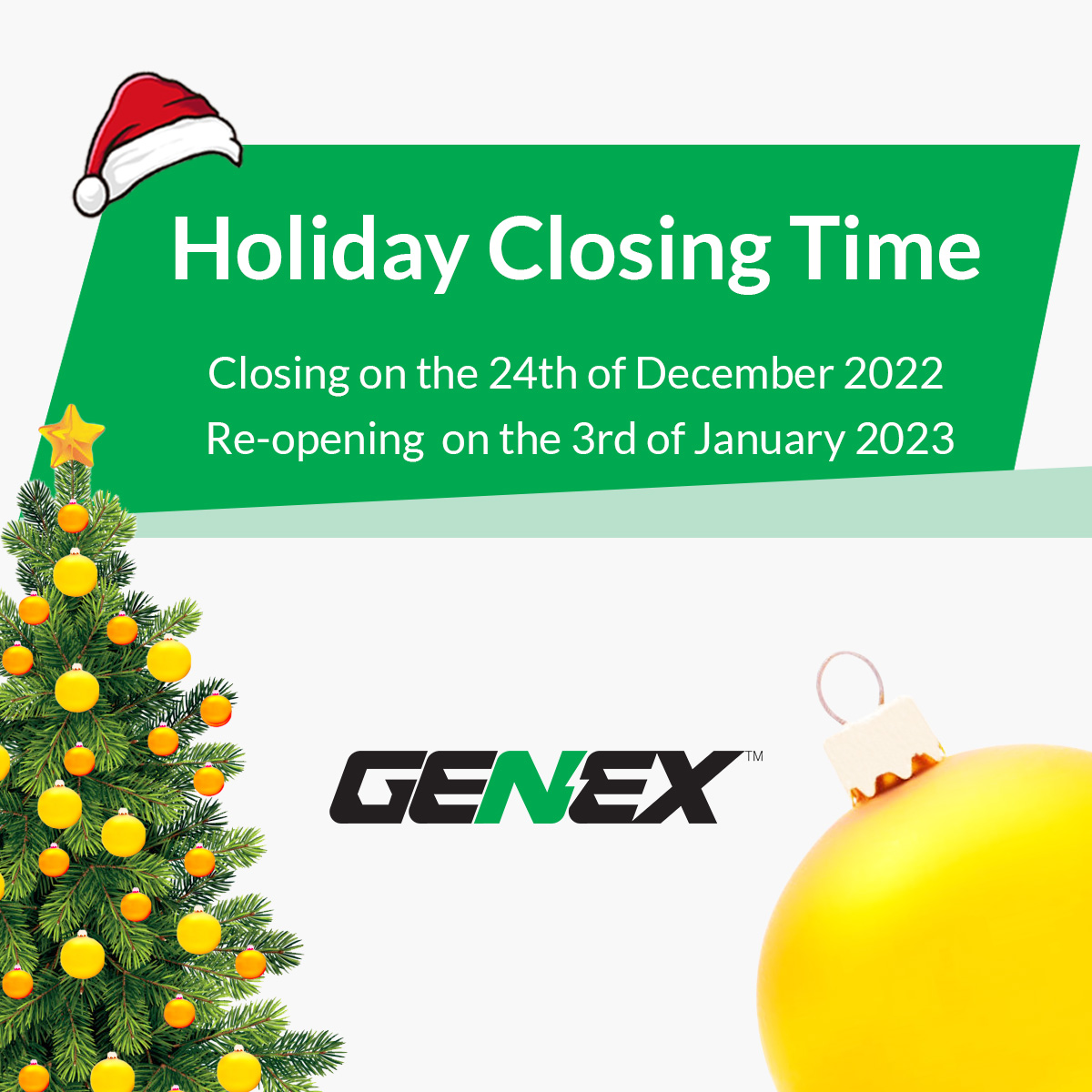 Holiday Closing Time - Genex Auto Electrical